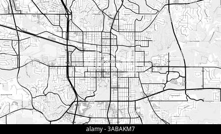 Minimalist Rochester Street Map with Labels and Neighborhoods with many ...