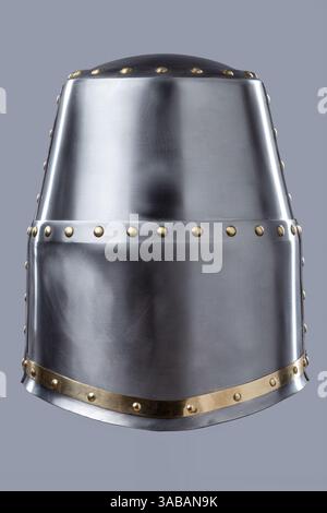 Silver Great Helm with Ventilation Holes. This image shows a shiny ...