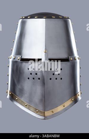 Silver Great Helm with Ventilation Holes. This image shows a shiny ...