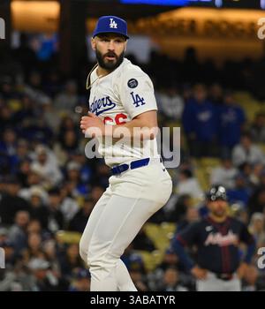 Los Angeles Dodgers' Tanner Scott delivers a pitch during a baseball ...