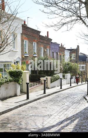 Traditional Victorian cottages on Back Lane, Hampstead, London, UK ...