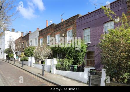 Traditional Victorian cottages on Back Lane, Hampstead, London, UK ...