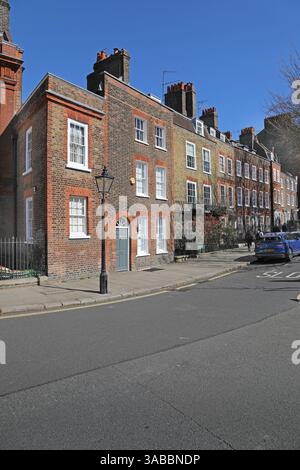 Elegant Georgian houses on Church Row, Hampstead, London, UK. One of ...