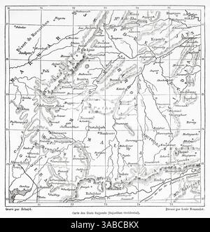 Ancient map of British Empire in India or British Raj on the Indian ...