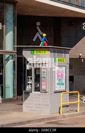 Barcelona, Spain - March 28, 2025: The top section of the sculpture ...