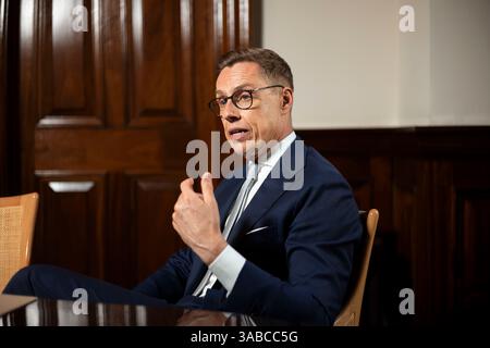 President Alexander Stubb of Finland, interview in central London ...