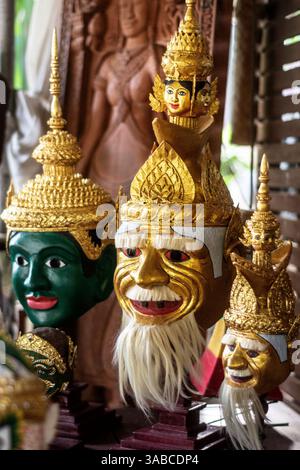 different traditional Lakhon Khol Khmer Masks on display in cambodia ...