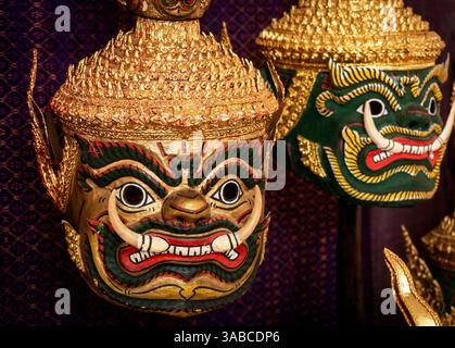 different traditional Lakhon Khol Khmer Masks on display in cambodia ...