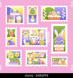Easter postal stamps set, vector illustration Stock Vector Image & Art ...