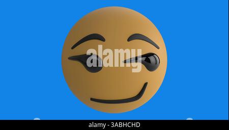 Digital image of smirk face emoji over multiple message icons floating ...