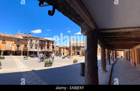 Plaza Mayor, panoramic view. Ayllon, Segovia province, Castilla Leon ...