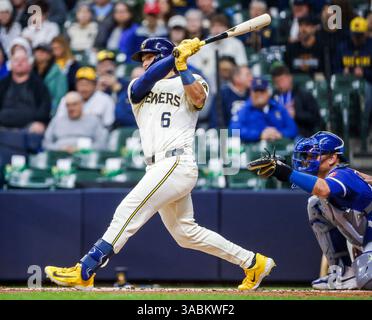 Milwaukee Brewers outfielder Isaac Collins (6) in the first inning ...