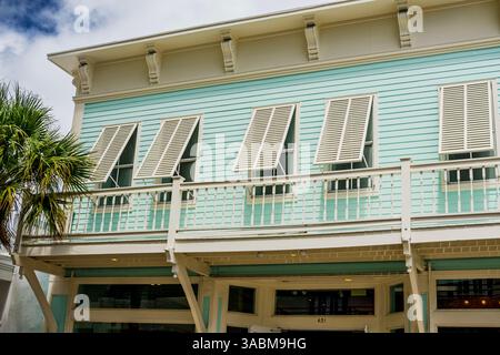 Key West famous panoramic streets and buildings view. South Florida ...