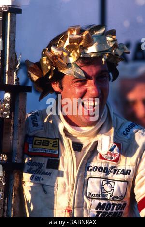 Indy 500 winner Danny Sullivan tries out a Hansom Cab (a one horsepower ...
