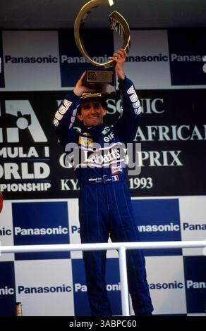 Alain Prost (FRA) Williams celebrates his fourth World Championship ...