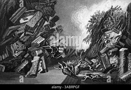 Steel Engraving of The Death of Samson by Grasping the Two Pillars of ...