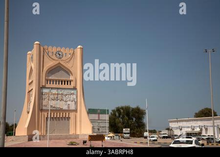 decorative tower in centre of roundabout sur oman sultanate of oman ...