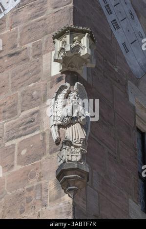 Angel figure on the Nassauer Haus, medieval residential tower, Lorenzer ...