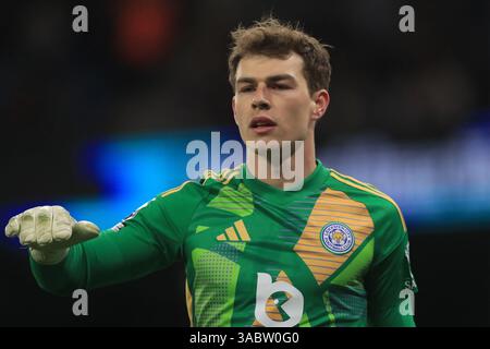 Leicester City goalkeeper Mads Hermansen during the Premier League ...