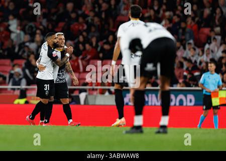 Derick Poloni and Rony Lopes seen celebrating after scoring goal during ...