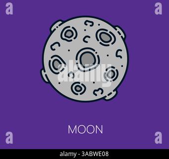 universe world planet with moon line style icon vector illustration ...