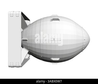 A bomb is shown in a black and white drawing. The bomb is large and has ...