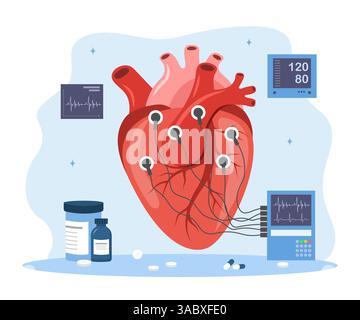 cardiac ekg monitor cartoon vector illustration Stock Vector Image ...