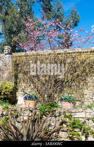 Spring flowers in the gardens at Hever Castle, Kent, the childhood home ...