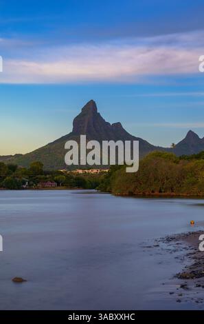 Rempart mountain view from Tamarin bay, Black river, scenic nature of ...
