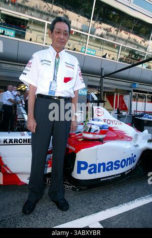Mr Nakamura (JPN) President of Panasonic is given a Toyota garage tour ...