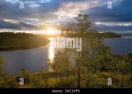 Lake Moondarra sunset, Mt Isa, outback Queensland Australia, dusk ...