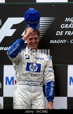 The podium (L to R): Ralf Schumacher (GER) Williams, second; Michael ...