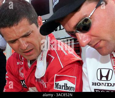 President of Team Penske Tim Cindric, left and driver Josef Newgarden ...