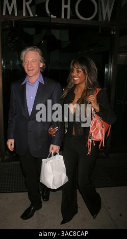 Bill Maher with his date is leaving Mr Chow restaurant in Beverly Hills ...