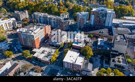 Ithaca, NY, USA - 10/19/2024 - Afternoon aerial autumn image of ...