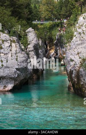Lepena, Slovenia - July 17, 2024: Great Soca Gorge, Soca river, in ...