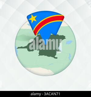 Map of DR Congo with a pinned blue pin. Pinned flag of DR Congo, vector ...