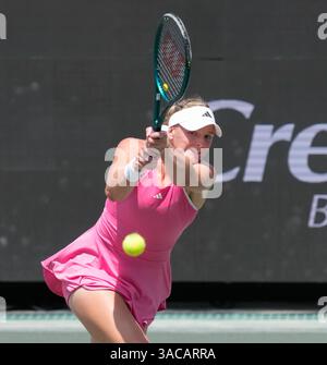 April 3, 2025: Ashlyn Krueger loses to Emma Navarro (USA) 4-6, 6-4, 6-2 ...