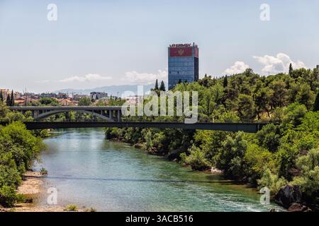 Bridges in Podgorica on river Moraca, Capitol of Montenegro. Modern ...