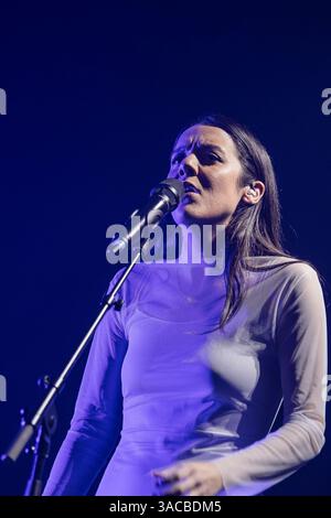 The singer Valeria Castro during her performance at the Movistar Arena ...