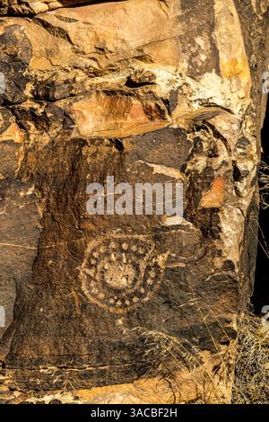 Ancient petroglyphs seen at Parowan Gap Stock Photo - Alamy