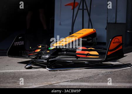 McLaren F1 Team MCL39, mechanical detail of the flow vis paint on the ...