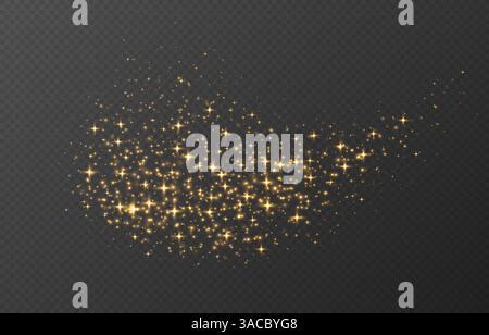 Golden sparkling stars, shiny particles light effect, transparent ...