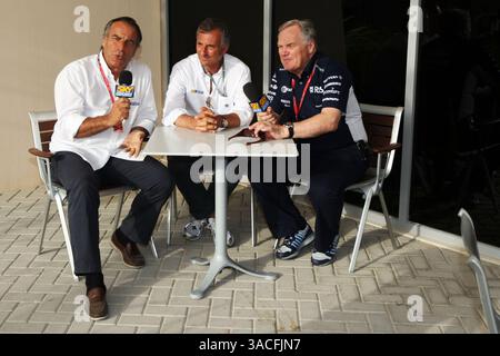 (L to R): Patrick Head (GBR) with Giorgio Piola (ITA) Journalist and ...