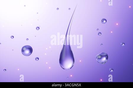 Shampoo repair and nourishes hair, transparent hair and molecule , 3d ...