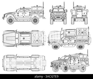 Hand drawn Military vehicle vector illustration Stock Vector Image ...