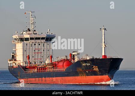 Chemical / Oil Products Tanker LADY MARIA FISHER at anchor at the Kiel ...