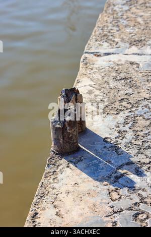 Cracked Reinforced concrete bridge railing visible internal ...