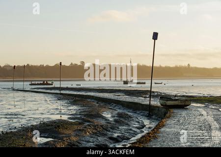 Causeway to River Orwell at Pin Mill, Chelmondiston, Suffolk Stock ...