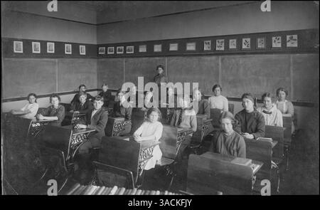 This photograph shows a classroom scene from the Menntaskólinn school ...